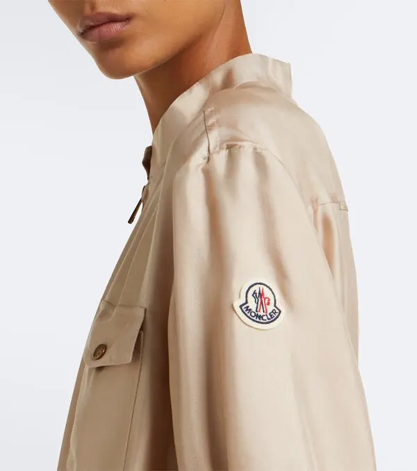 Moncler Silk Zip-up Minidress - Beige