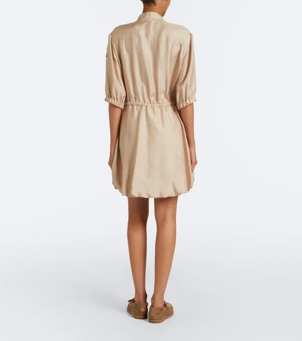Moncler Silk Zip-up Minidress - Beige