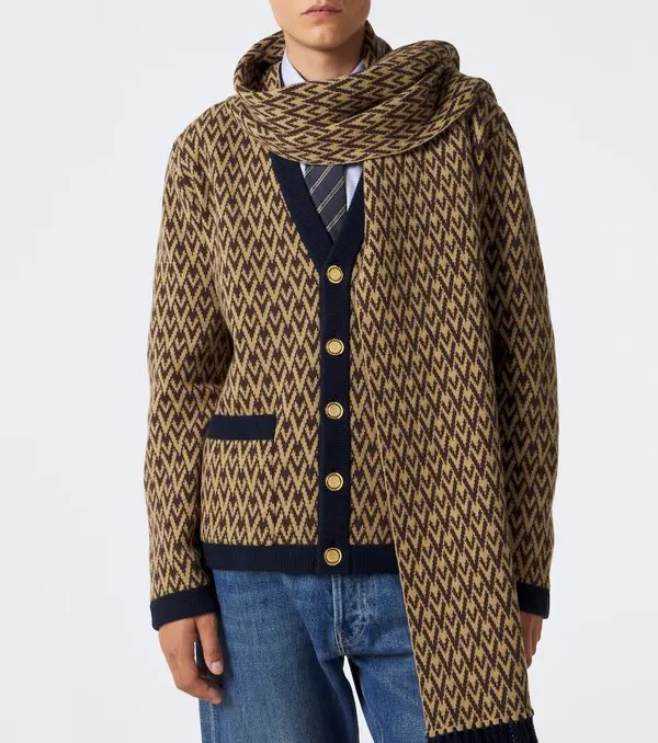 Valentino Garavani Toute La V Virgin Jacquard Wool Scarf