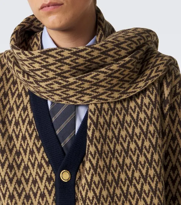 Valentino Garavani Toute La V Virgin Jacquard Wool Scarf