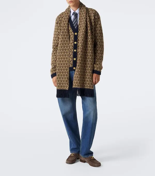 Valentino Garavani Toute La V Virgin Jacquard Wool Scarf