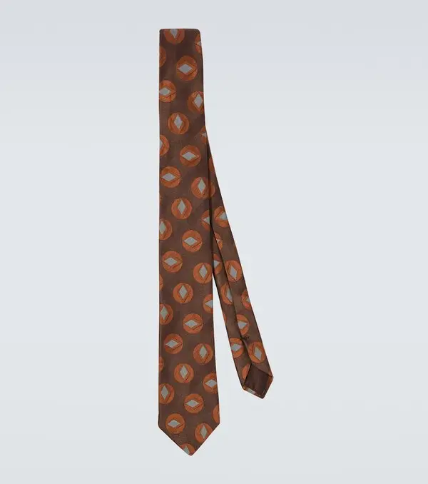 Giorgio Armani Silk Jacquard Neck Tie - Brown