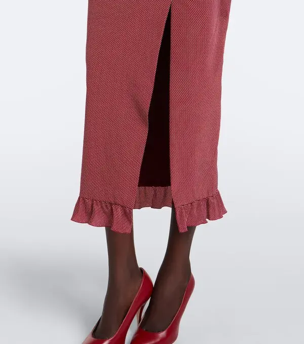 Alessandra Rich Ruffled Polka-dot Midi Dress - Red