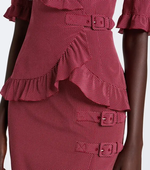 Alessandra Rich Ruffled Polka-dot Midi Dress - Red