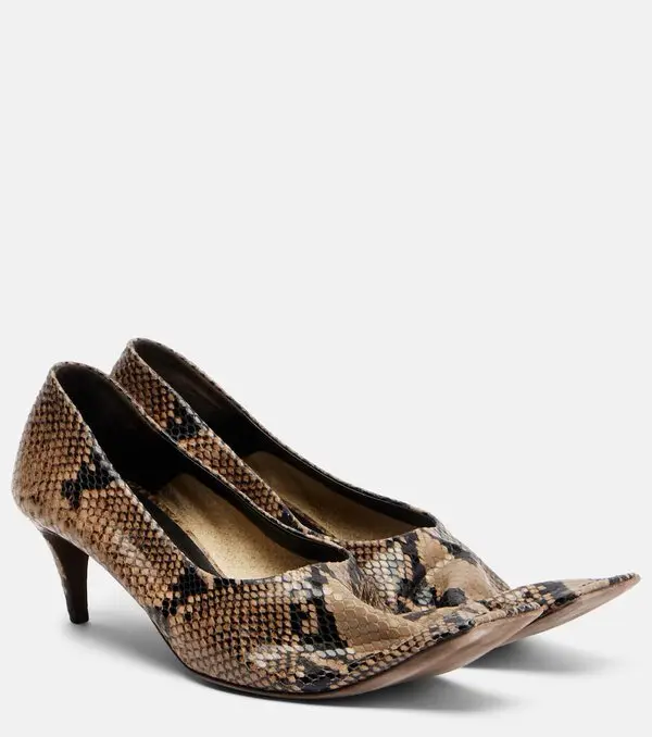 Khaite Marlene Snake-effect Leather Pumps - Beige