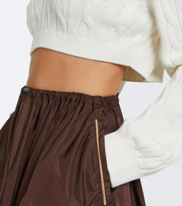 Prada Cable-knit Cropped V-neck Sweater