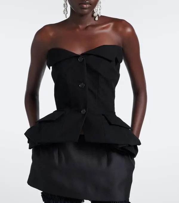 Magda Butrym Cotton Peplum Bustier Top