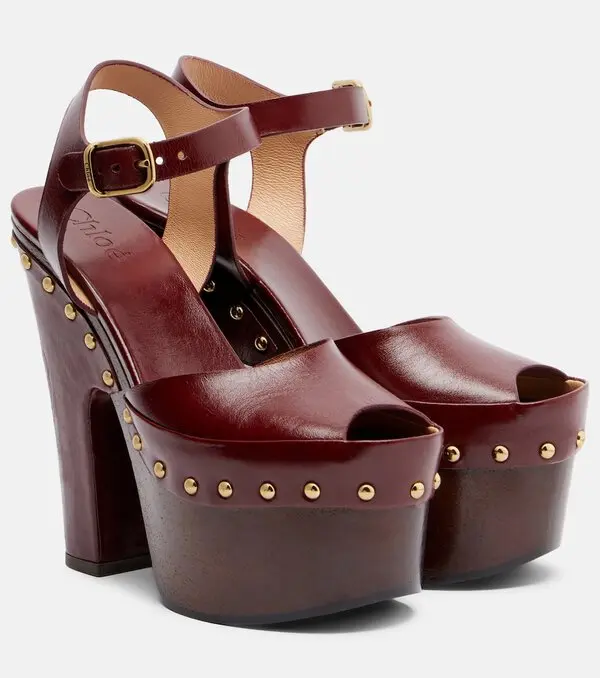 Chloé Meret Leather Platform Sandals