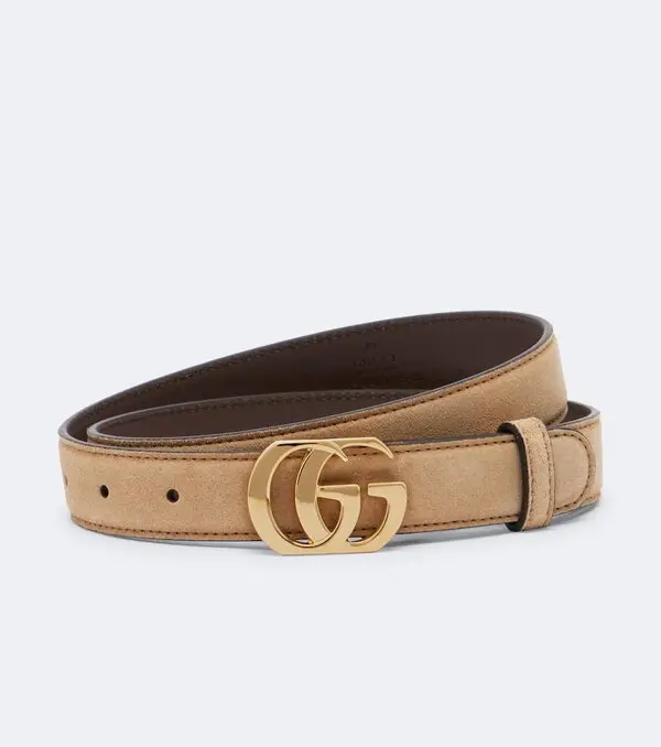 Gucci Gg Marmont Suede Belt - Beige