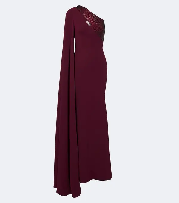 Roland Mouret Embellished One-shoulder Gown - Burgundy