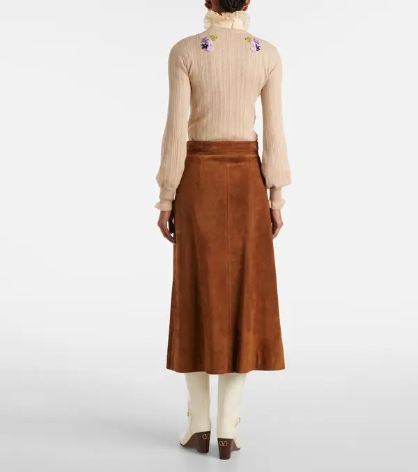 Valentino Garavani Embroidered Virgin Wool Cardigan - Beige