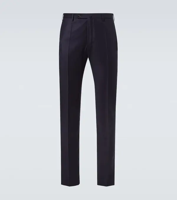 SLOWEAR Virgin Wool Flannel Slim Pants - Blue