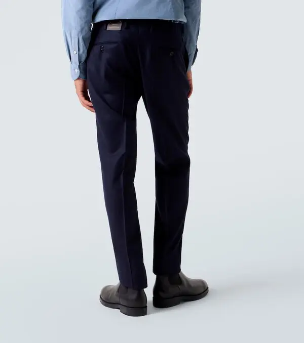 SLOWEAR Virgin Wool Flannel Slim Pants - Blue