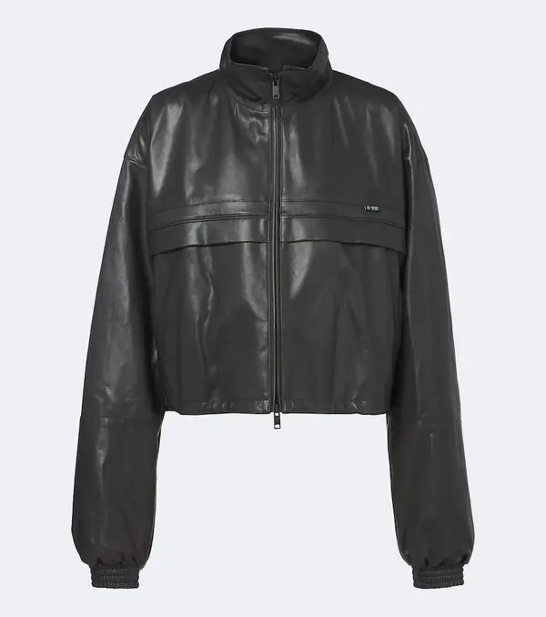 Prada Cropped Leather Jacket - Black