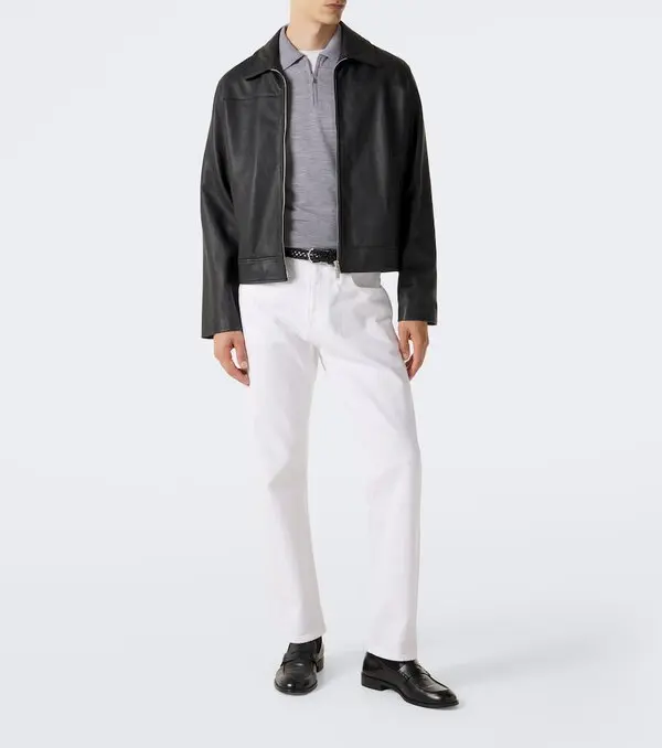 LARDINI Wool, Silk, And Cashmere Blend Zip-up Polo Sweater - Grey