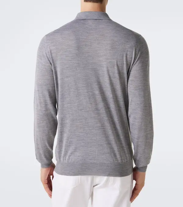 LARDINI Wool, Silk, And Cashmere Blend Zip-up Polo Sweater - Grey