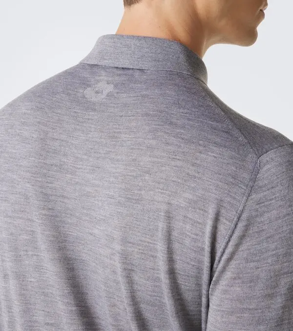 LARDINI Wool, Silk, And Cashmere Blend Zip-up Polo Sweater - Grey