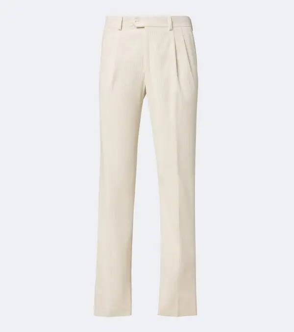 Rubinacci Modluca Cotton Corduroy Straight Pants - White