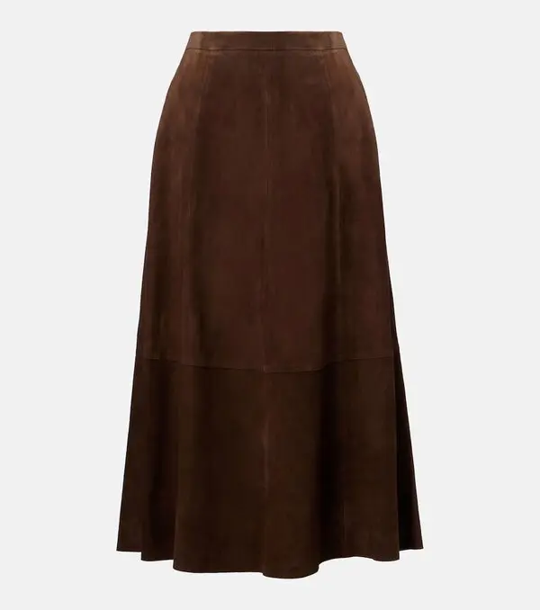 Vince Suede Midi Skirt - Brown