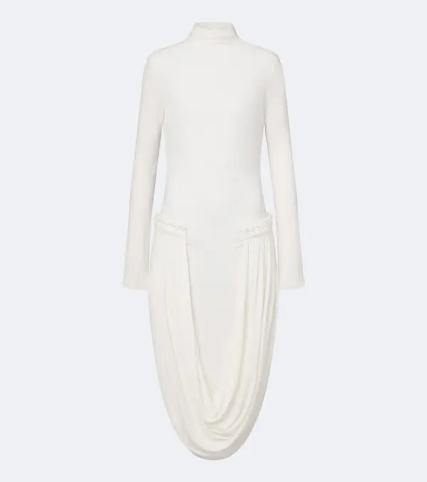 Stella McCartney Draped-detail Jersey Midi Dress - White
