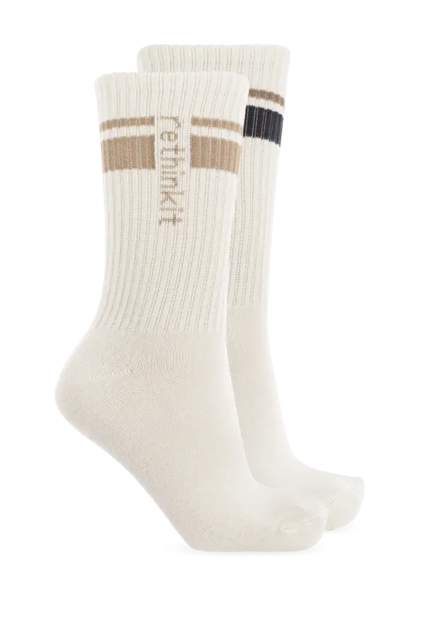 RETHINKIT STUDIOS Two-pack Of Socks With Logo - Cream