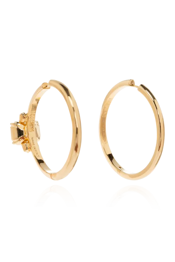 Moschino Mismatched Hoop Earrings With Emerald And Crystal Embellishments