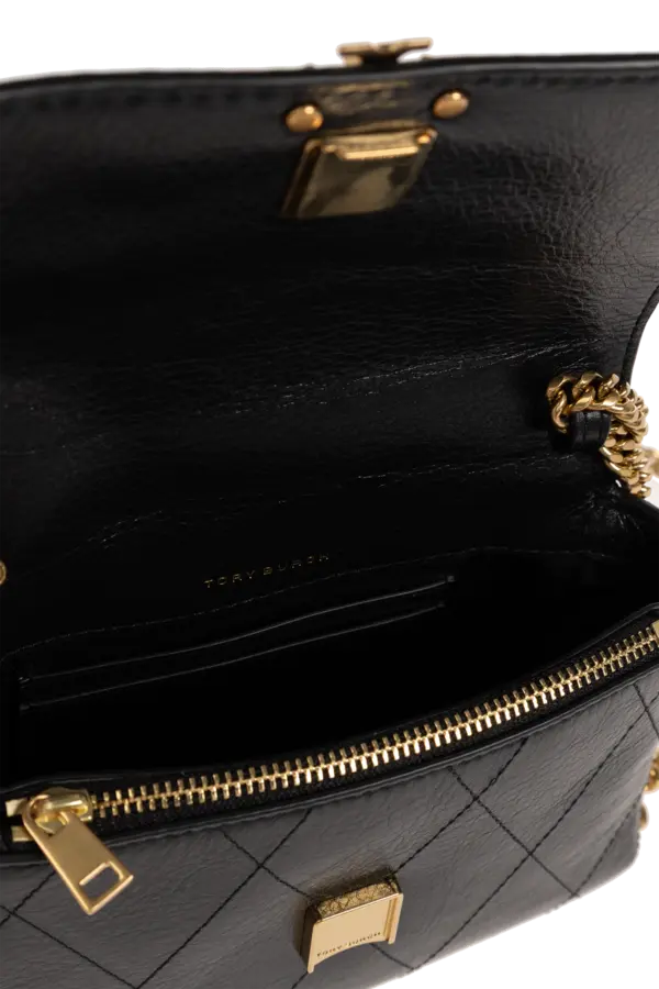 Tory Burch Leather Charlie Wallet On Chain - Black