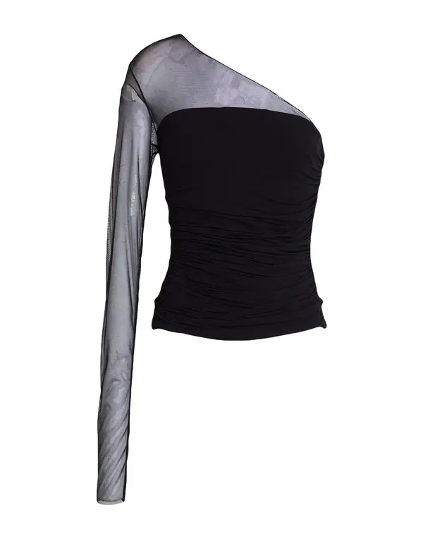 ANIYE BY One-shoulder Stretch Top With Tulle Sleeve