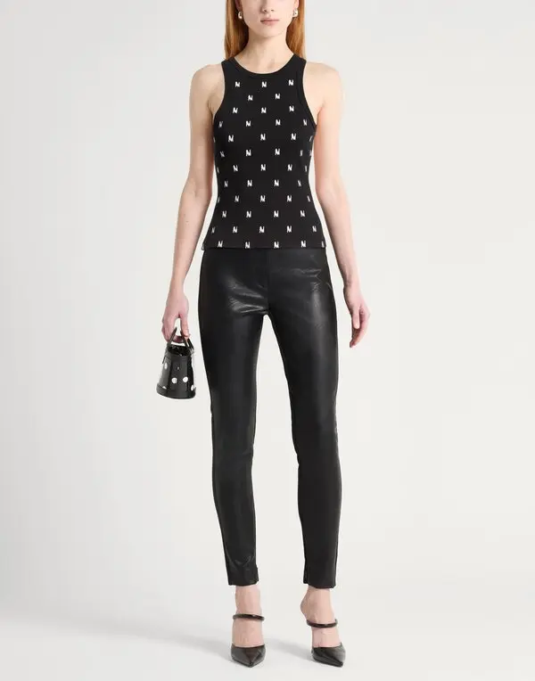 MSGM Ribbed Knit Tank Top With All-over Logo Print