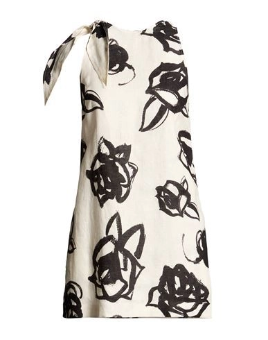 MSGM Linen Floral Print Mini Dress - White