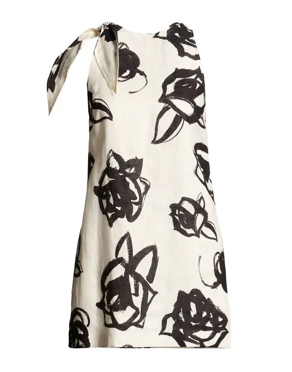MSGM Linen Floral Print Mini Dress