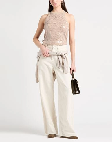 Brunello Cucinelli Top Light Brown Size Cotton, Elastane, Polyester