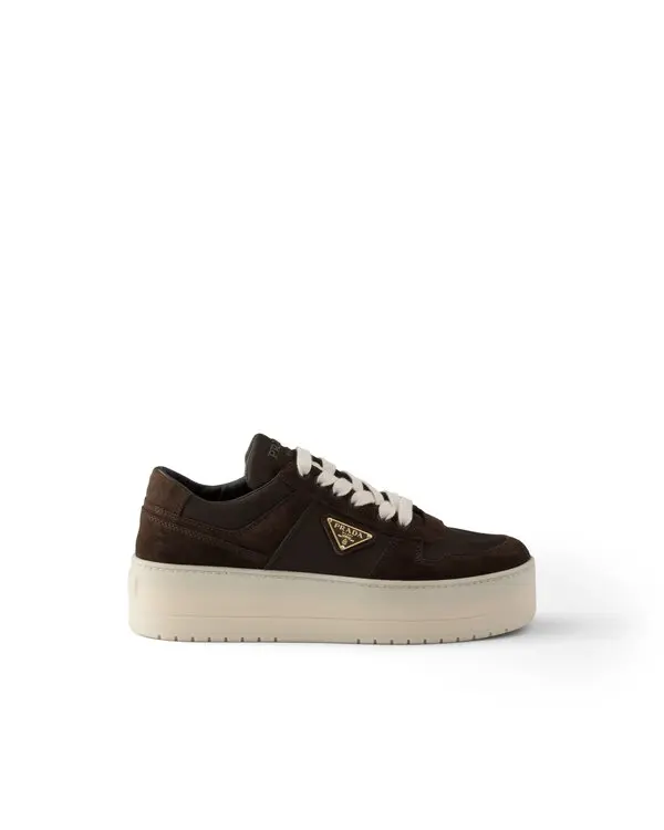 Prada Downtown Bold Re-nylon And Suede Sneakers