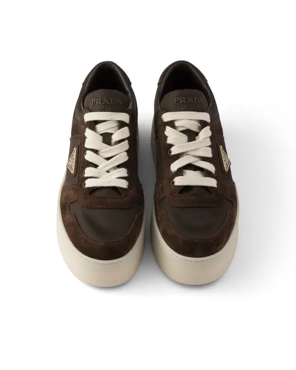 Prada Downtown Bold Re-nylon And Suede Sneakers