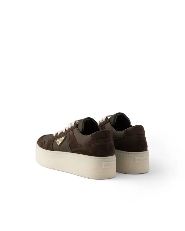 Prada Downtown Bold Re-nylon And Suede Sneakers