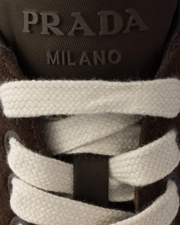 Prada Downtown Bold Re-nylon And Suede Sneakers