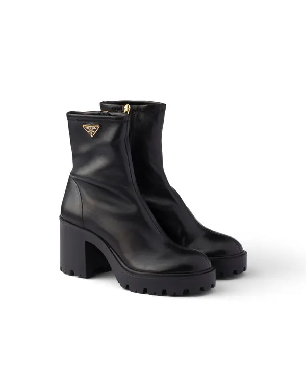 Prada Stretch Nappa Leather Booties - Black