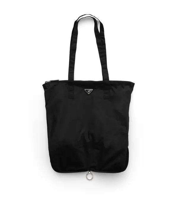 Prada Saffiano Leather Pendant With Re-nylon Tote Bag