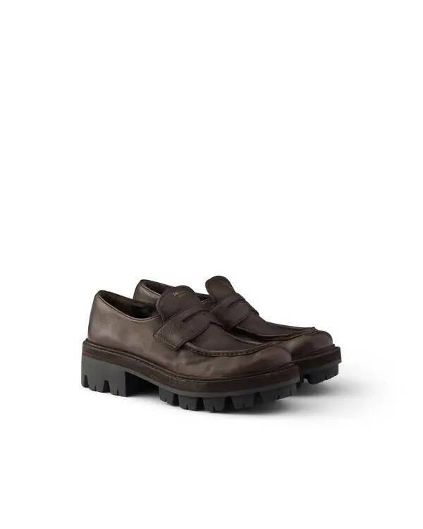 Prada Leather Loafers With Monoblock Sole