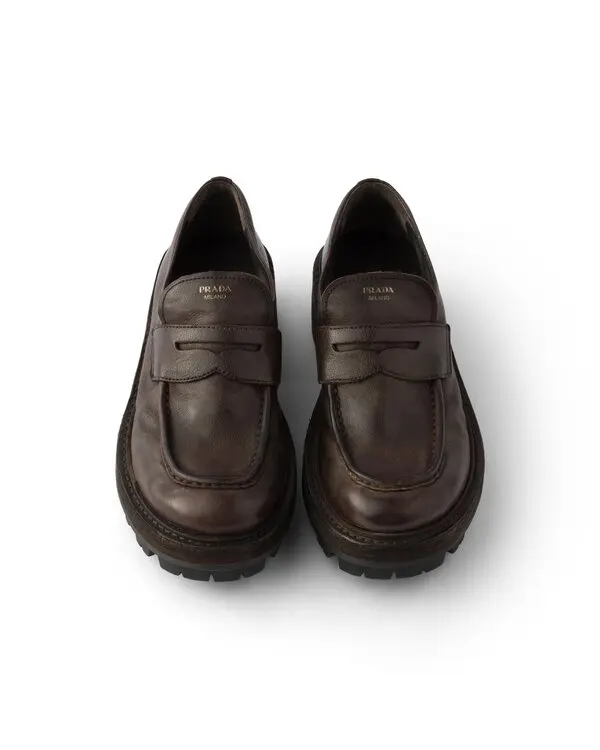 Prada Leather Loafers With Monoblock Sole