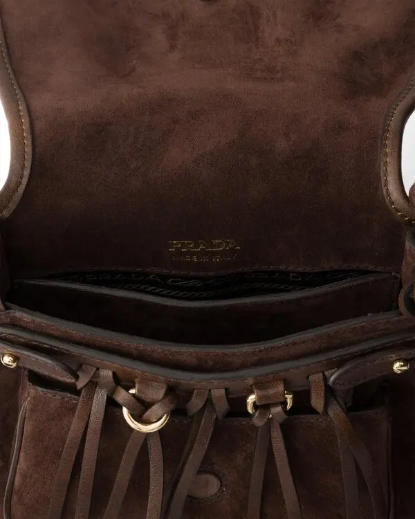 Prada Suede Mini Shoulder Bag - Brown