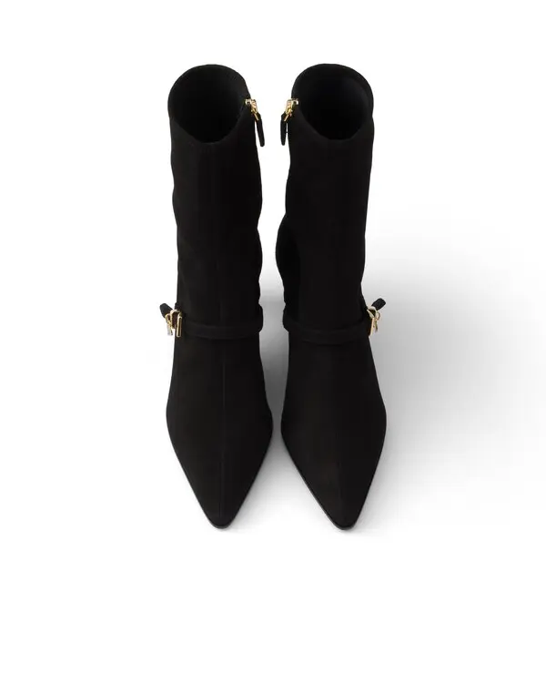 Prada Stretch Suede Booties