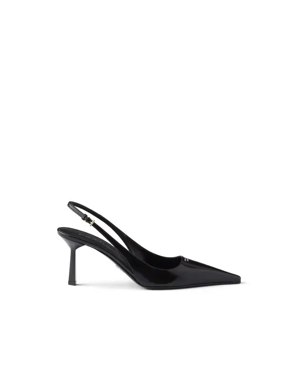 Prada Brushed Leather Slingback Pumps