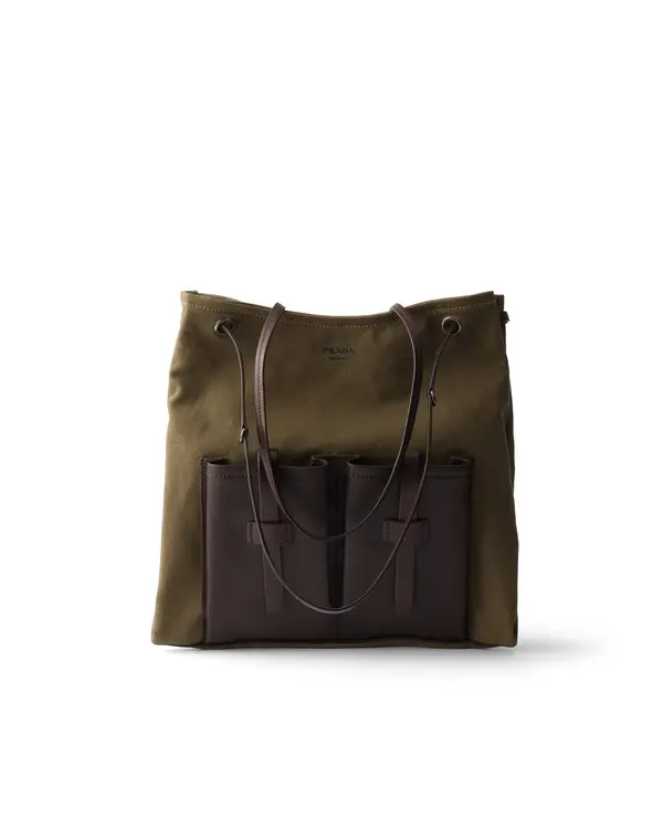 Prada Route Large Canvas And Leather Bag - Green