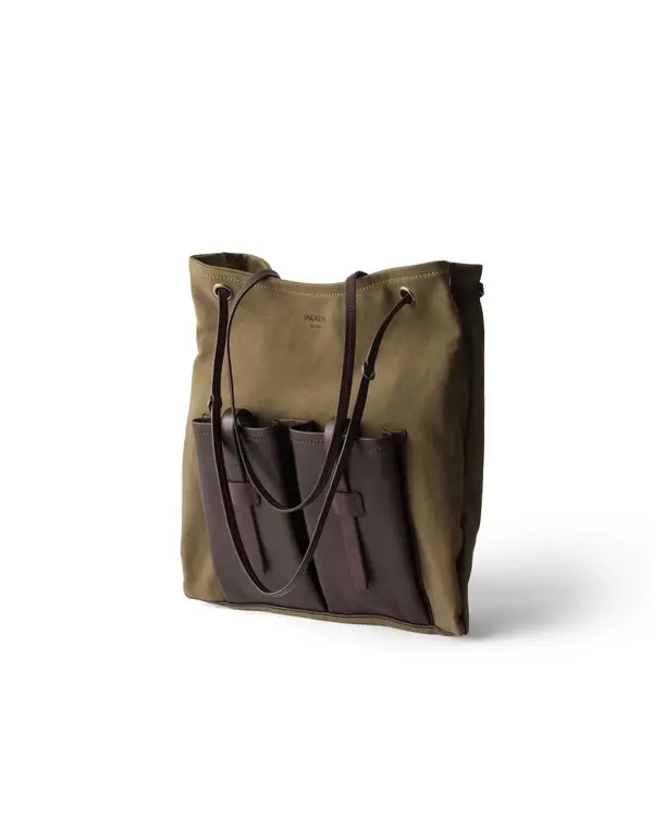 Prada Route Large Canvas And Leather Bag