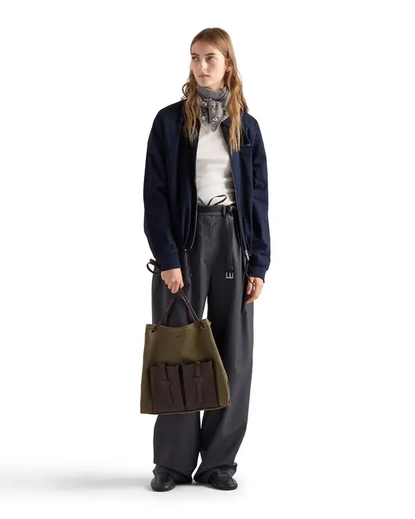Prada Route Large Canvas And Leather Bag