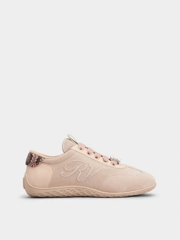 ROGER VIVIER Viv Low Sneakers In Suede - Nude