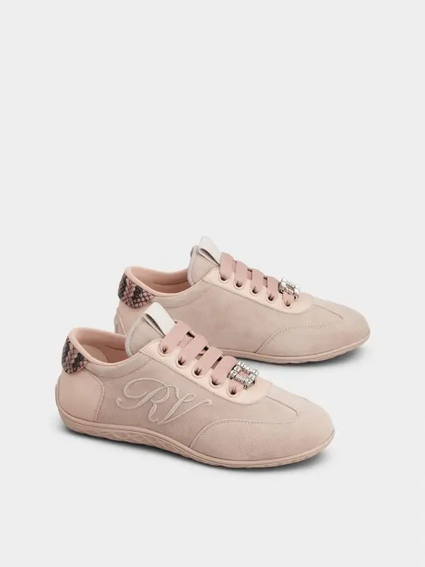 ROGER VIVIER Viv Low Sneakers In Suede With Buckle Detail