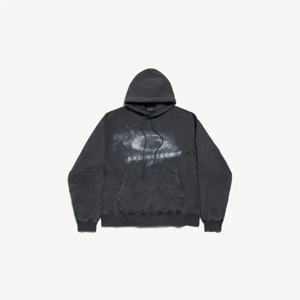 Balenciaga Washed Crayon Loop Oversized Hoodie - Black
