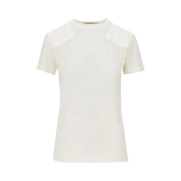 Phoebe Philo Cotton And Lyocell T-shirt With Patched Shoulders